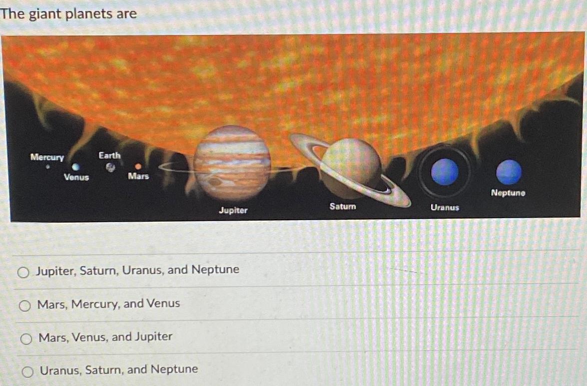 Solved The giant planets areJupiter, Saturn, Uranus, and | Chegg.com