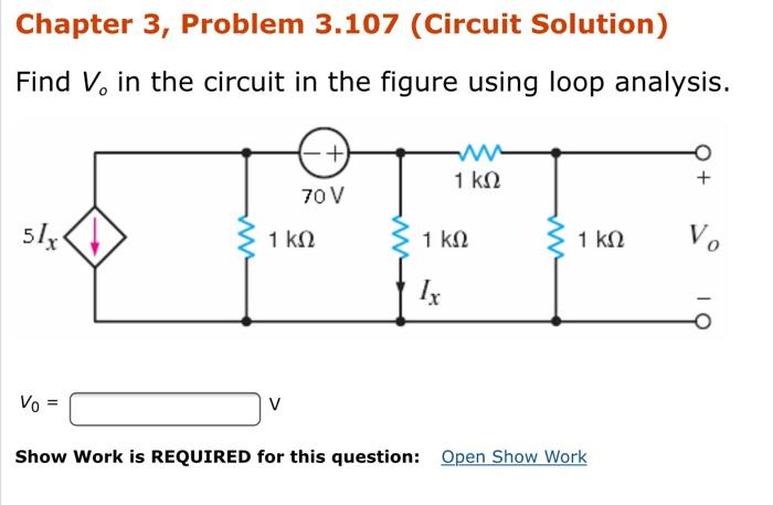 Solved Chapter 3, Problem 3.109 Using mesh analysis, find V, | Chegg.com