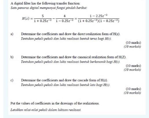 Solved A digital filter has the following transfer function: | Chegg.com