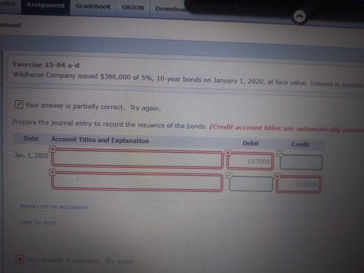 Solved Assignment Gradebook ORION Download ament Exercise | Chegg.com