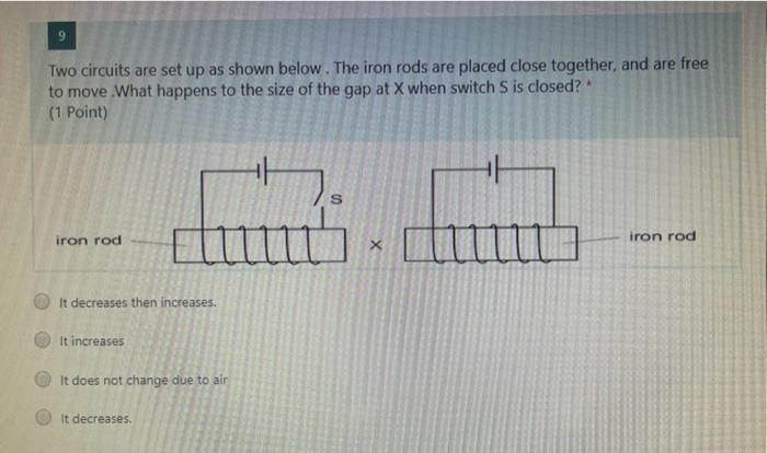 Solved Two circuits are set up as shown below. The iron rods | Chegg.com
