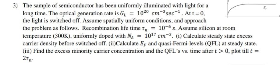 Solved 3) The sample of semiconductor has been uniformly | Chegg.com