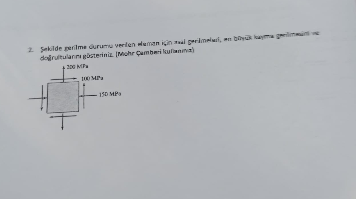 Solved by an EXPERT Şekilde gerilme durumu verilen eleman için asal ...