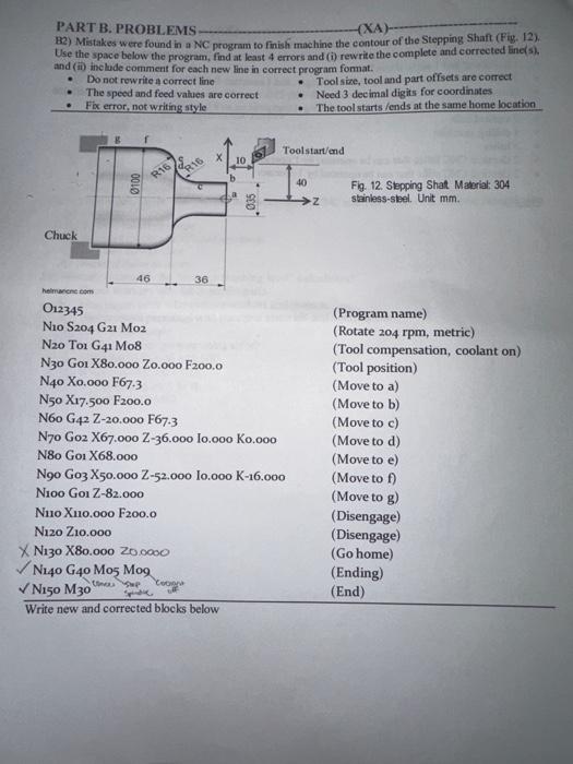 Solved PART B. PROBLEMS B2) Mestakes were found in a NC | Chegg.com