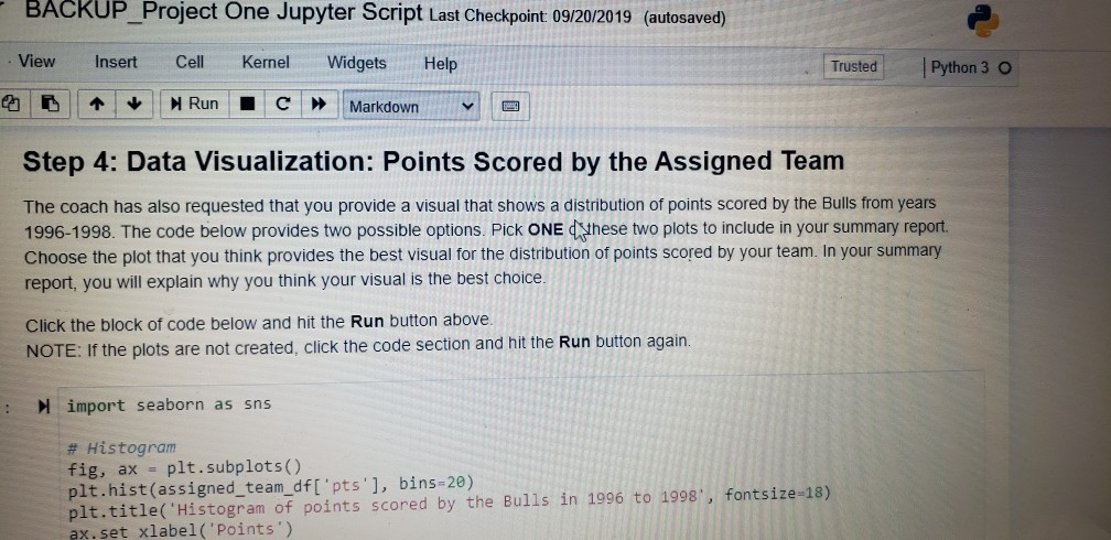BACKUP_Project One Jupyter Script Last Checkpoint: | Chegg.com