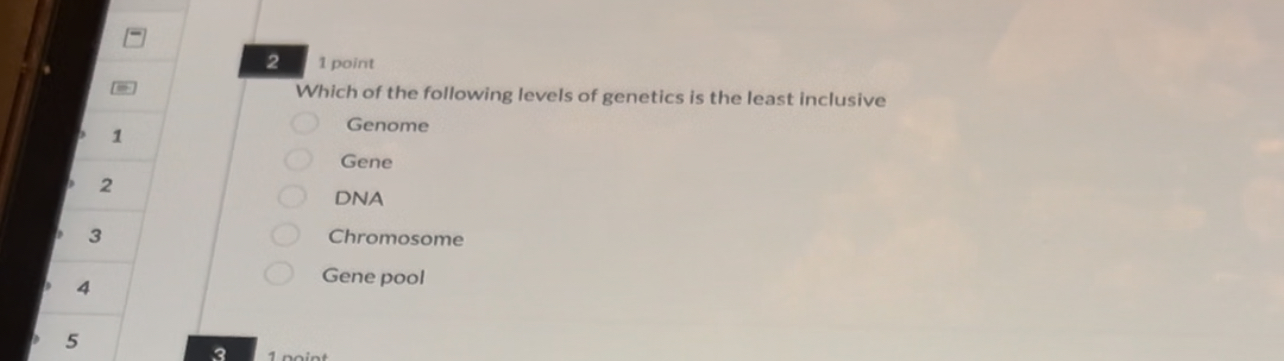 Solved 21 ﻿pointWhich of the following levels of genetics is | Chegg.com