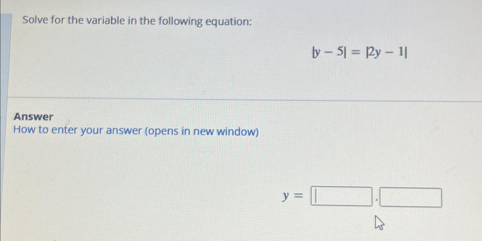 Solved Solve for the variable in the following | Chegg.com