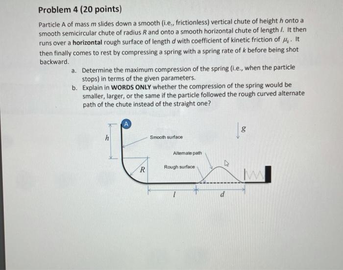 Solved Problem 4 (20 points) Particle A of mass m slides | Chegg.com