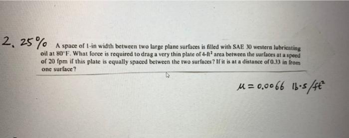 Solved 2.25% A space of 1-in width between two large plane | Chegg.com