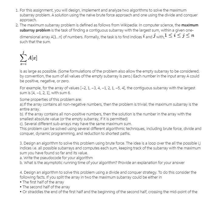 1. For this assignment you will design, implement and | Chegg.com