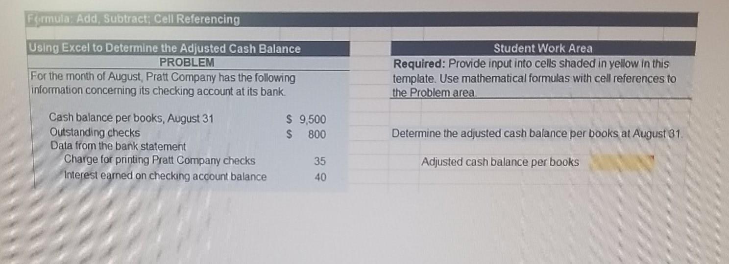 Solved Firmula: Add Subtract: Cell Referencing Using Excel | Chegg.com