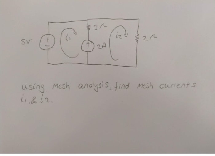 Solved analysis, find mesh currents using mesh i & iz. | Chegg.com