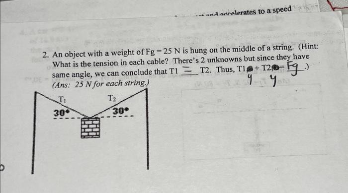 Solved Tension Ropes at Angles Always start with a FBD. The | Chegg.com