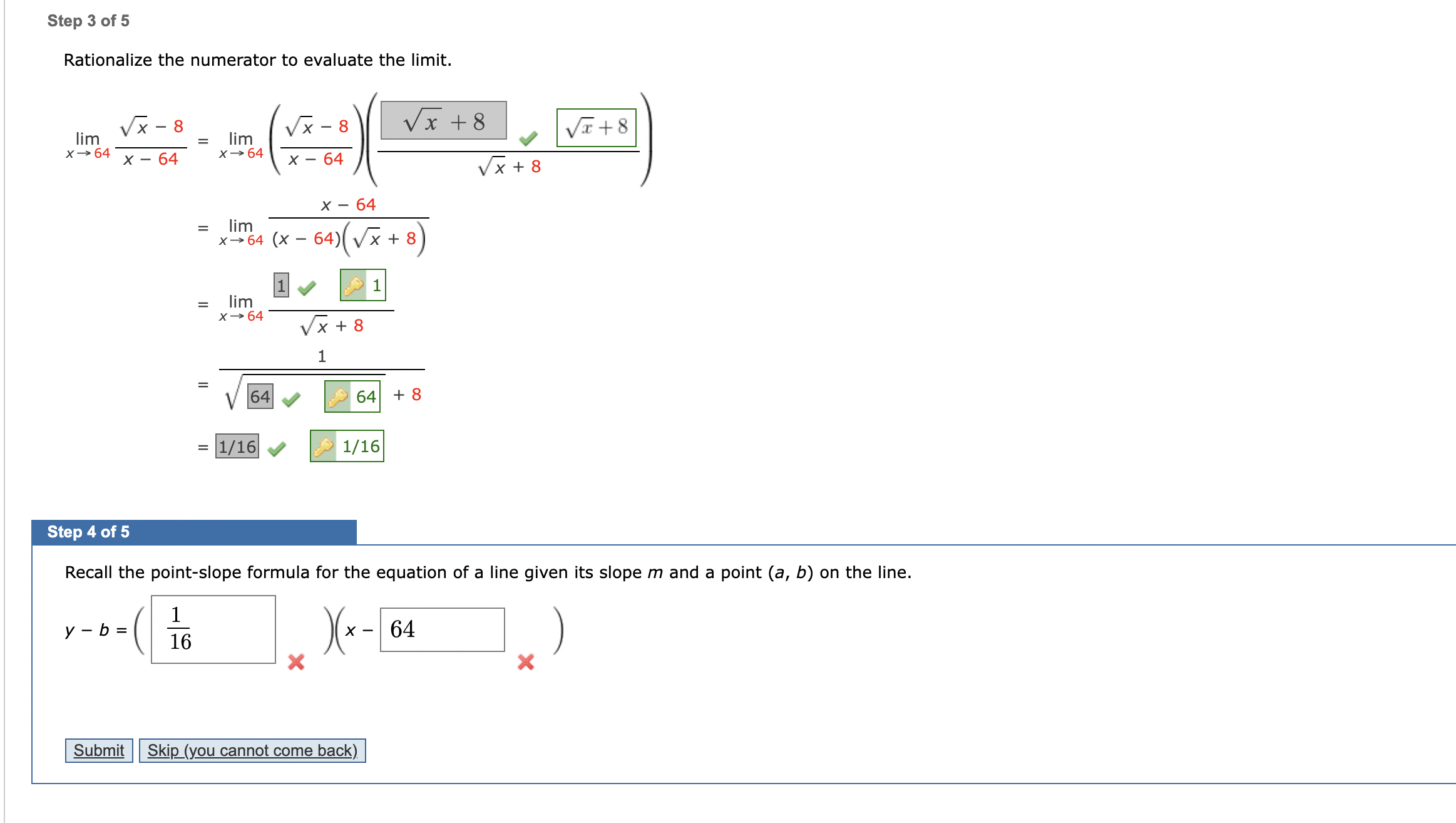 Solved Step 4 ﻿of 5Recall the point-slope formula for the | Chegg.com