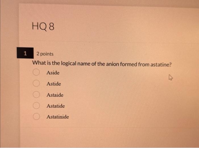 Solved What is the logical name of the anion formed from | Chegg.com