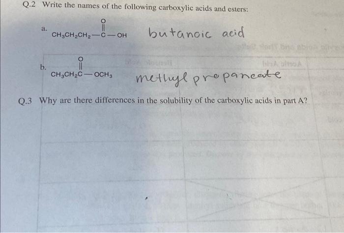Solved Q.2 Write the names of the following carboxylic acids | Chegg.com