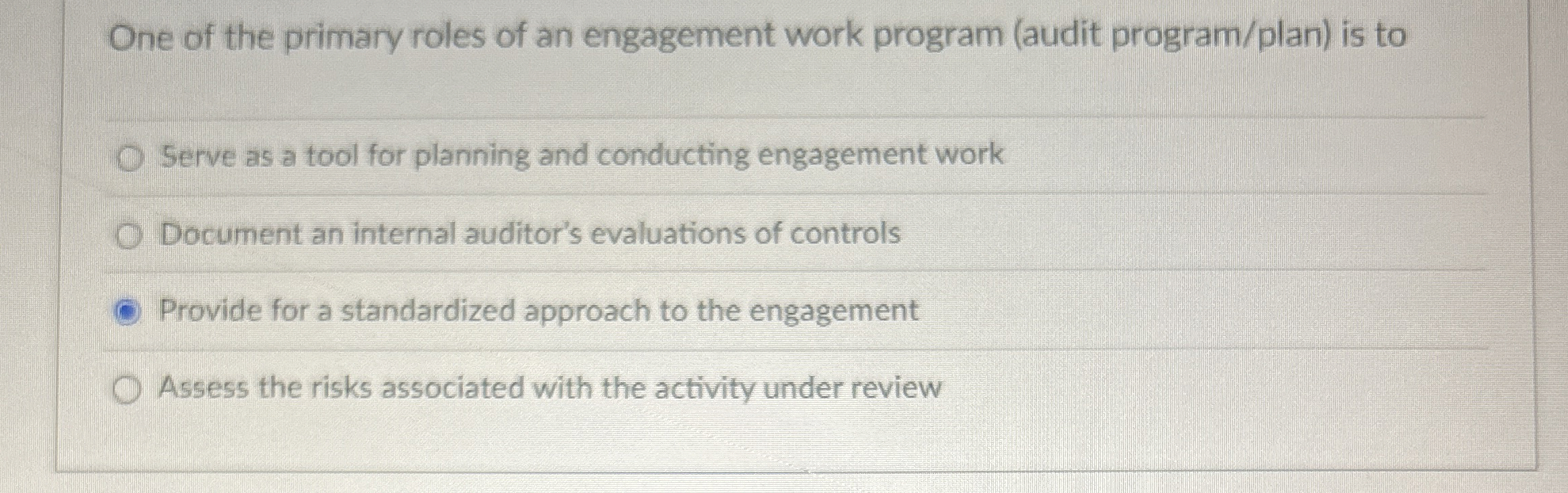 Solved One of the primary roles of an engagement work | Chegg.com