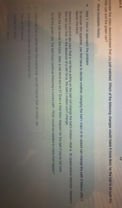 Part A Consider the video demonstration that you just | Chegg.com