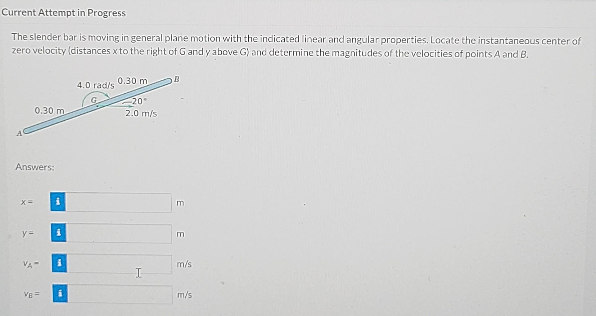 Solved The slender bar is moving in general plane motion | Chegg.com