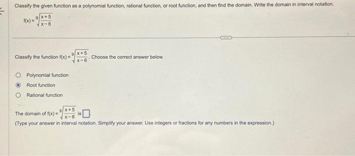 Solved = Classify the given function as a polynomial | Chegg.com