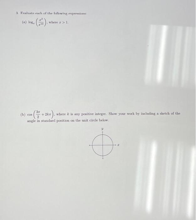 Solved 3. Evaluate each of the following expressions: (a) | Chegg.com