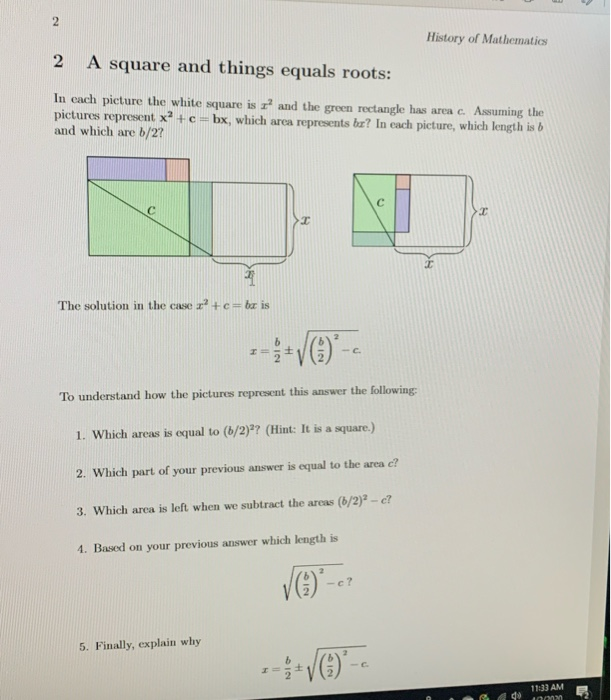 Solved History of Mathematics 2 A square and things equals | Chegg.com