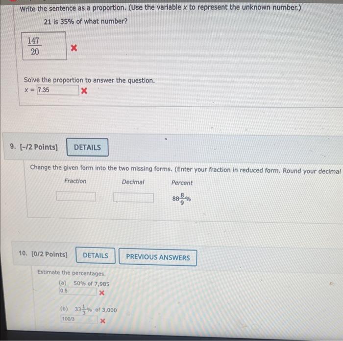 Solved Write the sentence as a proportion. (Use the varlable | Chegg.com