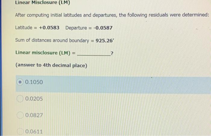 Solved Linear Misclosure (LM) After computing initial | Chegg.com