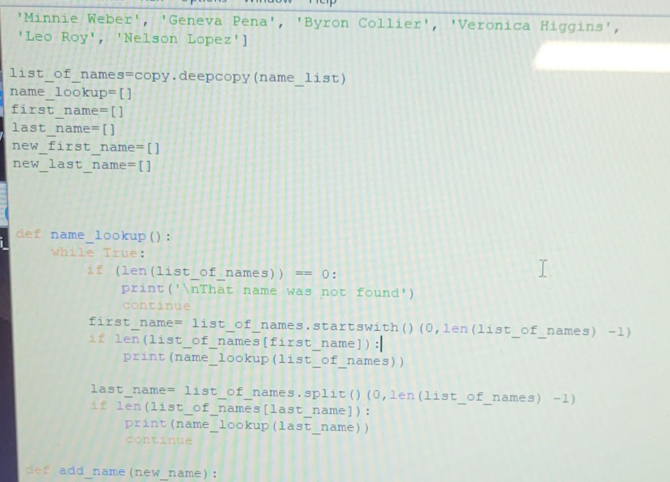 Solved 'Minnie Weber', 'Geneva Pena', 'Byron Collier', | Chegg.com