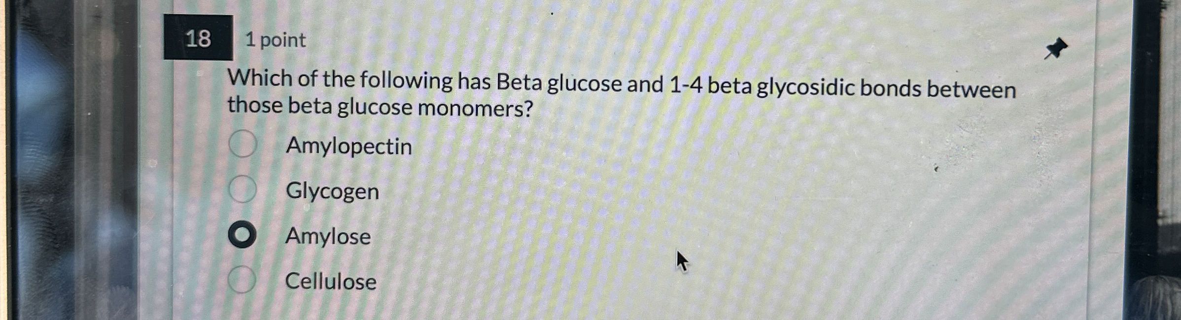 Solved 181 ﻿pointWhich of the following has Beta glucose and | Chegg.com