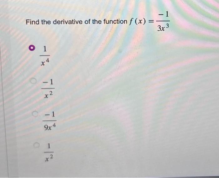 Solved Find the derivative of the function f(x)= ㅇ 1 - 1 1 1 | Chegg.com