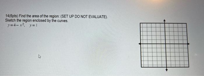 Solved 14(6pts) Find the area of the region: (SET UP DO NOT | Chegg.com