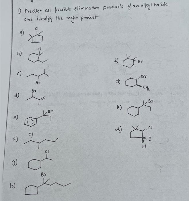 Solved 1) Predict all possible elimination products and | Chegg.com