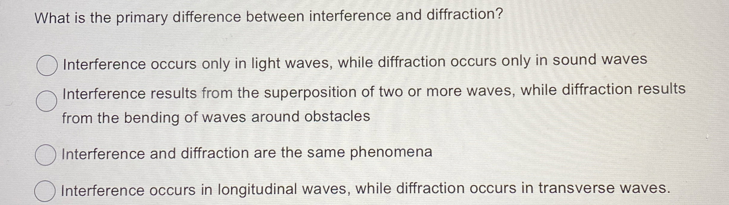 Solved What is the primary difference between interference | Chegg.com