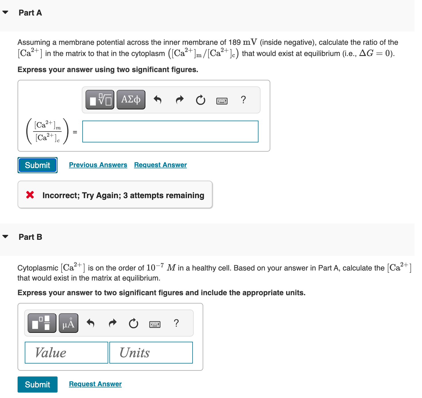 Solved Part AAssuming a membrane potential across the inner | Chegg.com