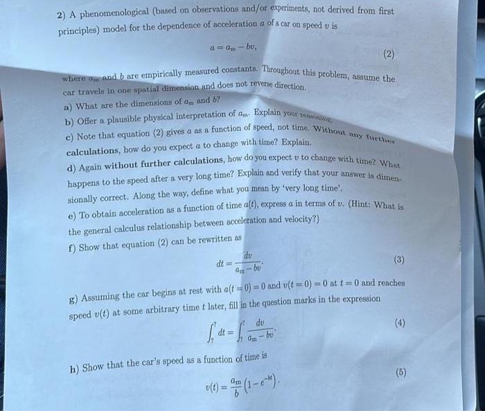 Solved 2) A phenomenological (based on observations and/or | Chegg.com