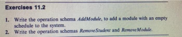 Solved Exercises 11.2 a 1. Write the operation schema | Chegg.com