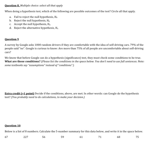 Solved Question 8. Multiple choice: select all that apply | Chegg.com