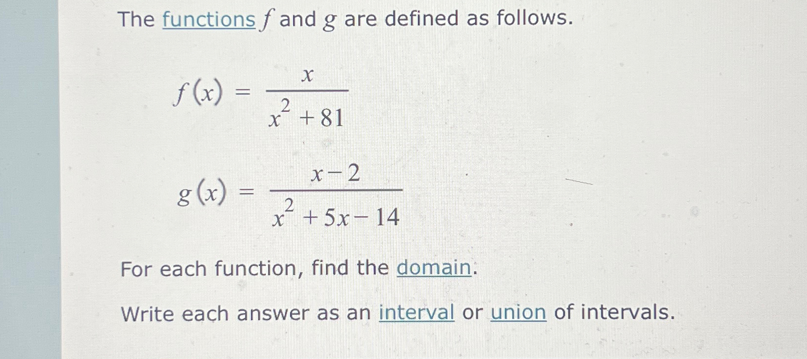 Solved The functions f ﻿and g ﻿are defined as | Chegg.com