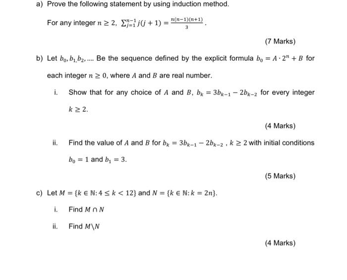 Solved a) Prove the following statement by using induction | Chegg.com