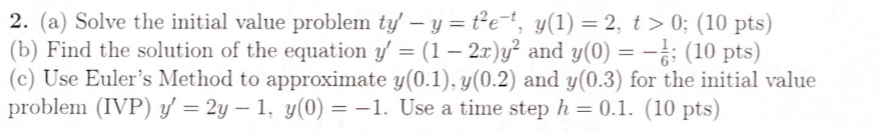 Solved (a) ﻿Solve the initial value problem | Chegg.com