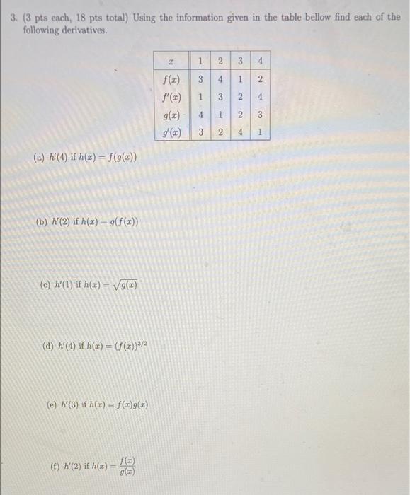 Solved 3. (3 pts each, 18 pts total) Using the information | Chegg.com Solved 3. (3 pts each, 18 pts total) Using the information | Chegg.com
