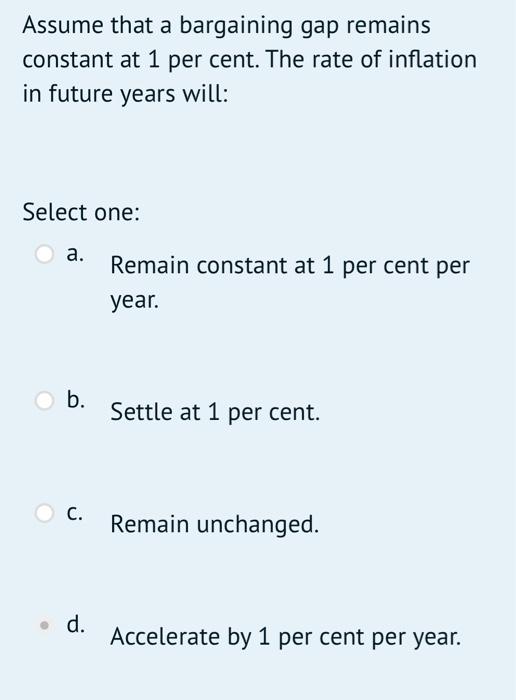 Solved Assume that a bargaining gap remains constant at 1 | Chegg.com