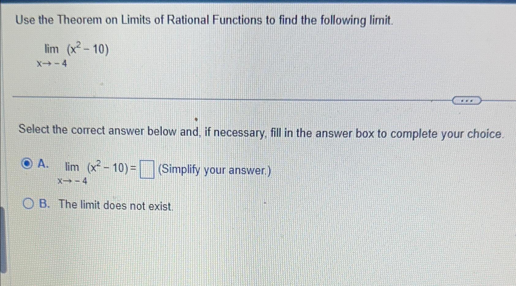 Solved Use the Theorem on Limits of Rational Functions to | Chegg.com