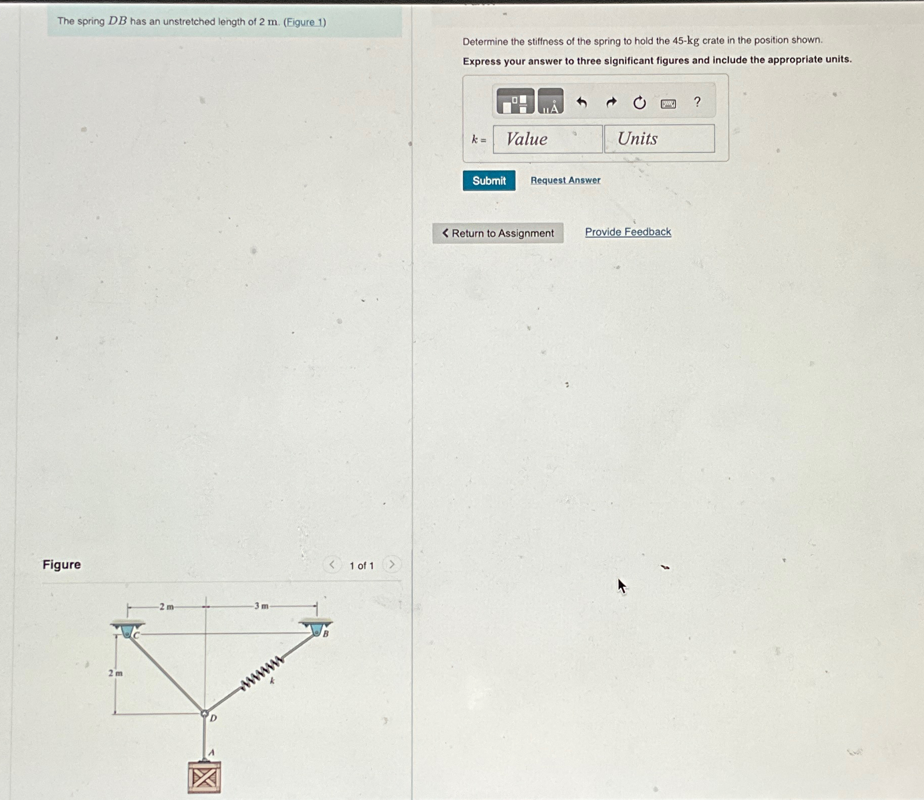 Solved The spring DB ﻿has an unstretched length of | Chegg.com