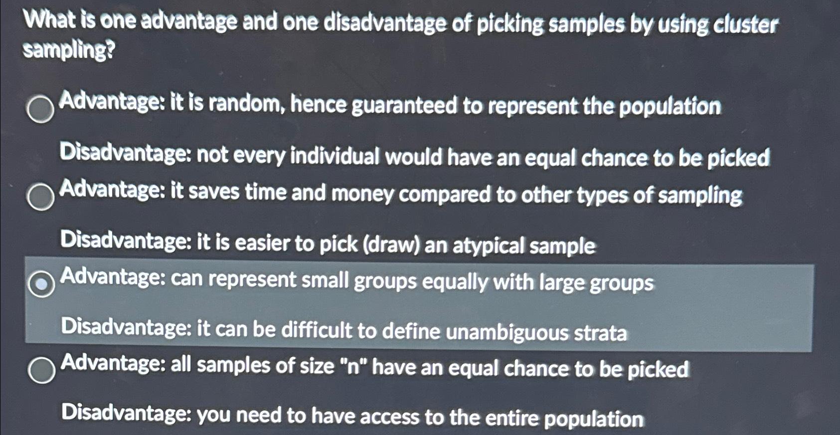 Solved What is one advantage and one disadvantage of picking | Chegg.com