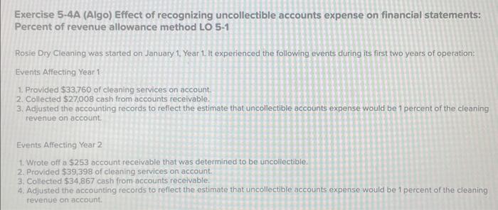 Solved Exercise 5-4A (Algo) Effect of recognizing | Chegg.com
