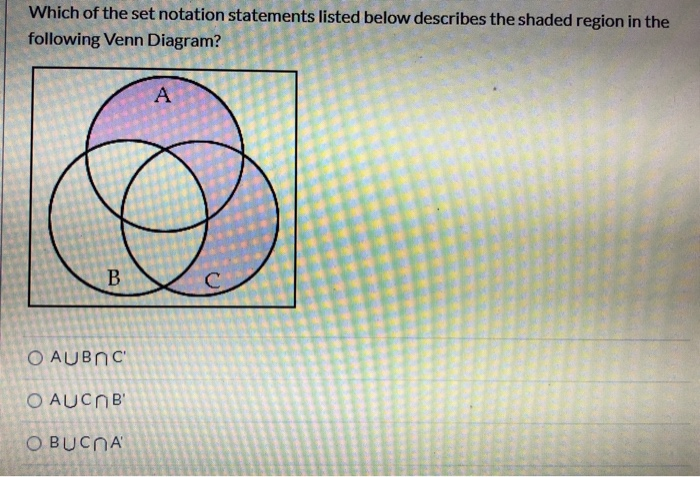 Solved Which of the set notation statements listed below | Chegg.com