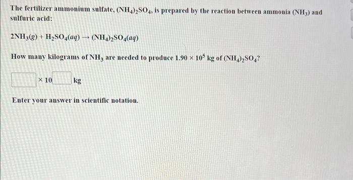Solved The fertilizer ammonium sulfate, (NH4)2SO4, is | Chegg.com