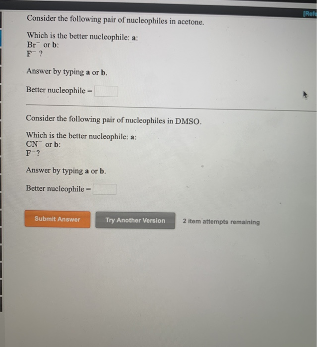 Solved Consider the following pair of nucleophiles in | Chegg.com